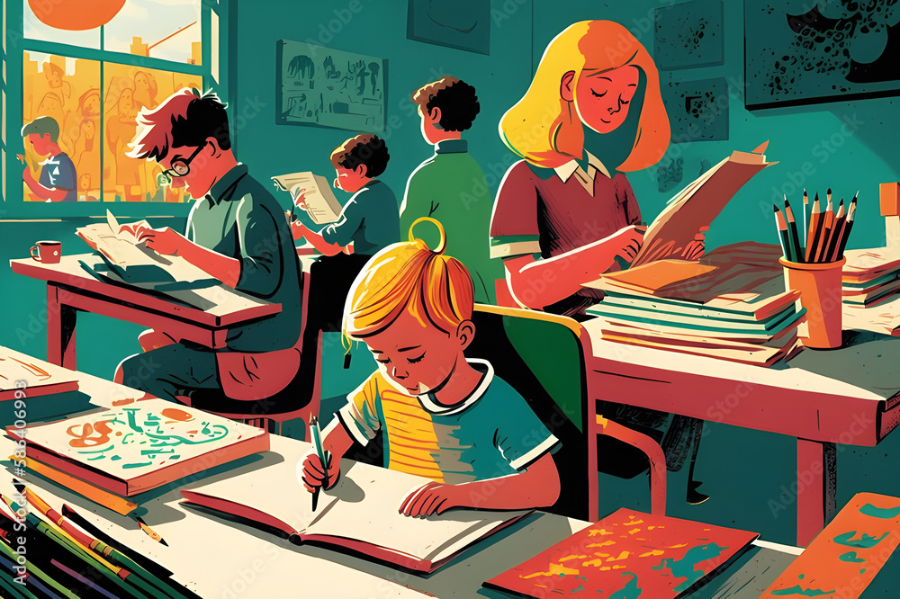 Education, classroom, school, teacher, student, books, writing ...