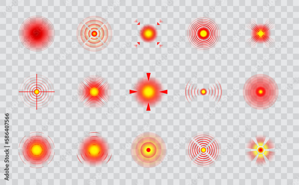 Pain points. Muscle, throat and chronic headache symbol, body damage or ...