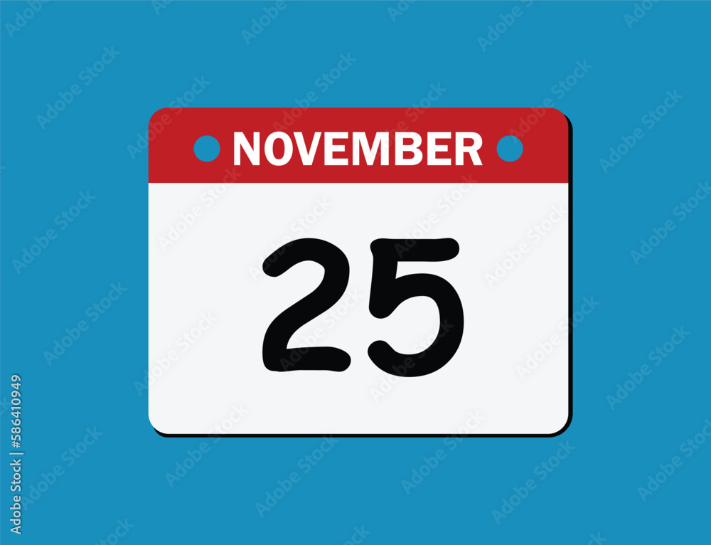 25th November calendar icon. Calendar template for the days of December ...