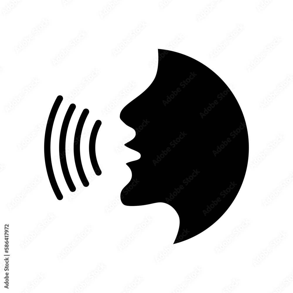 Vetor de Voice recognition concept. Voice control black line icon ...
