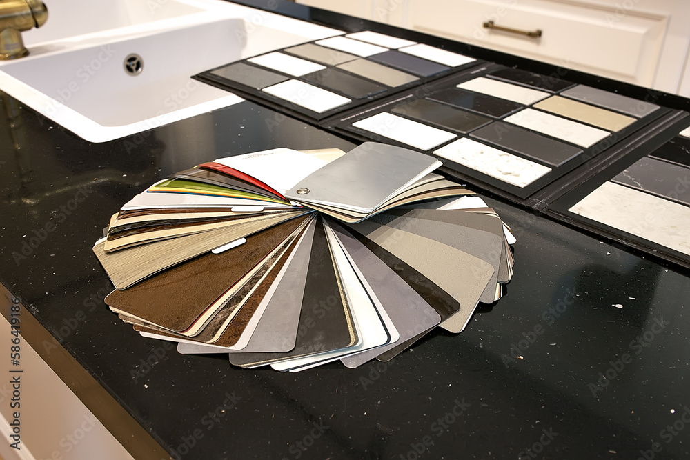 Foto de samples of marble tiles with sampler of wooden baseboards and ...