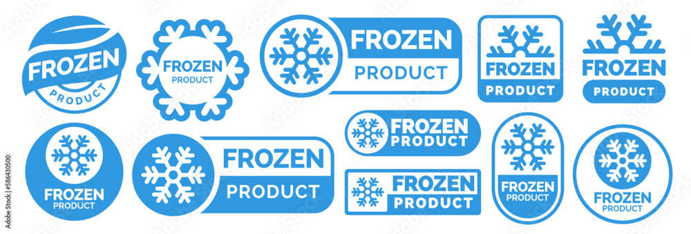 Frozen product vector food package label. Fresh frozen product ...
