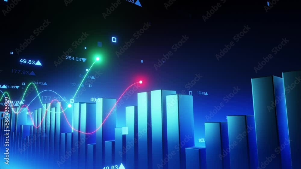 Vidéo Stock Stock market abstract finance background with motion graph ...