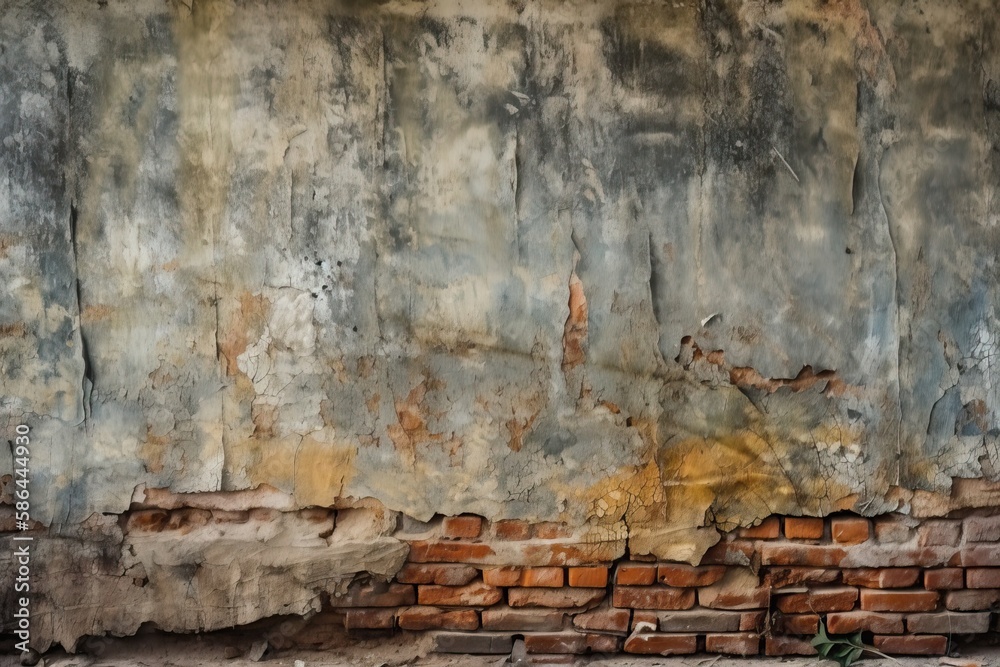 red fire hydrant standing against a brick wall. Generative AI Stock ...