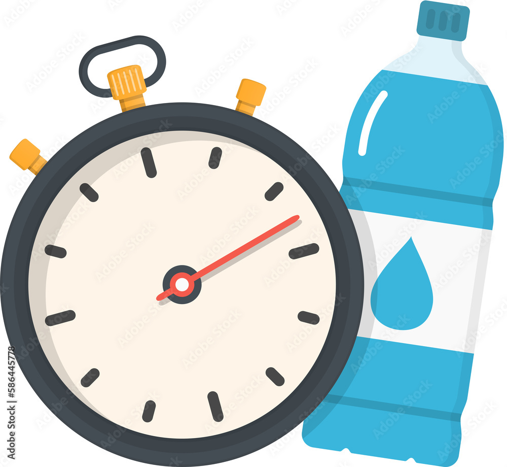 Time to drink water concept - water bottle with stopwatch Stock ...