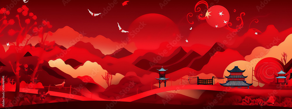 Japanese Asia background with copy space and negative space, generative ...