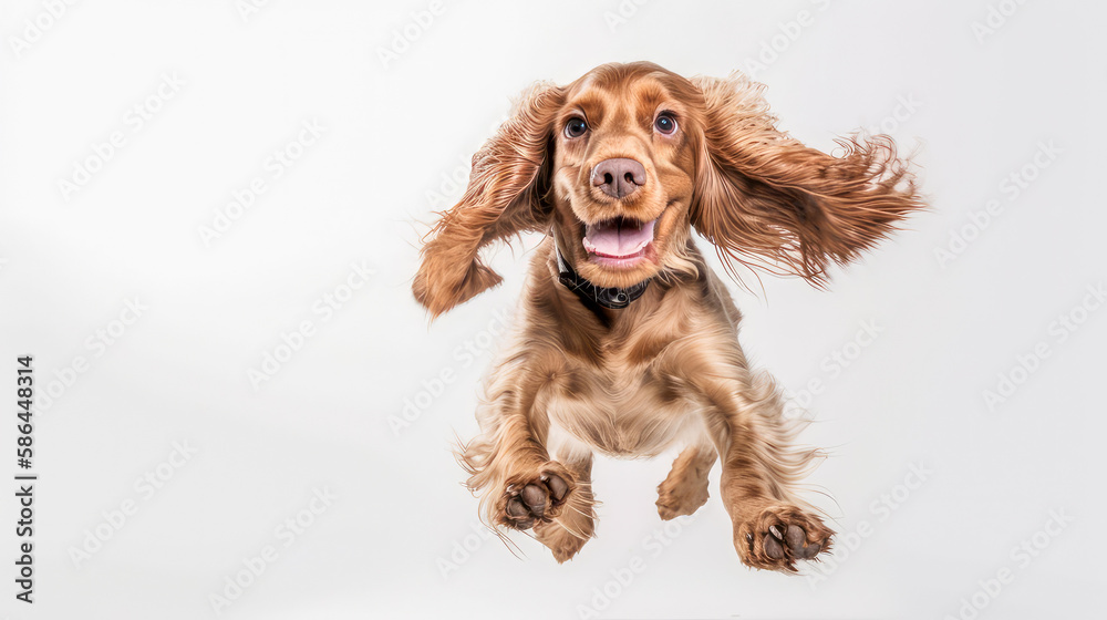 "Pura juventud loca". Un joven perro cocker spaniel inglés está posando ...