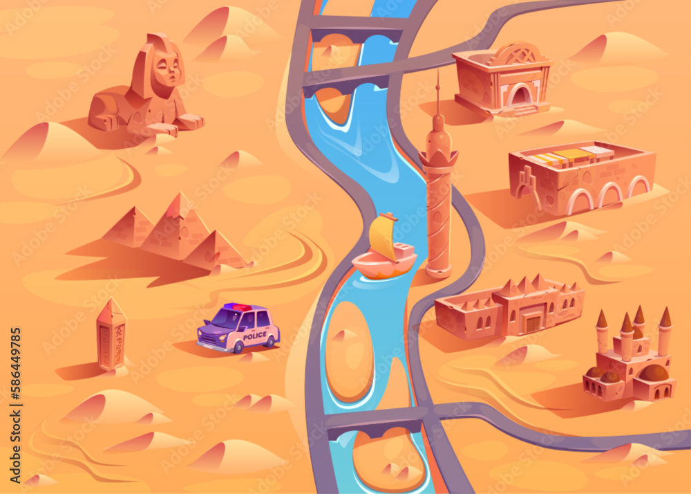 Vektorová grafika „Egypt desert map background for game level scene ...