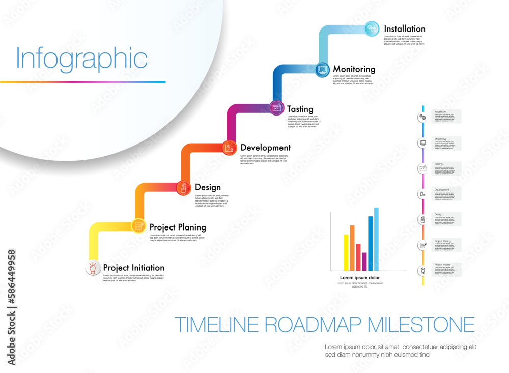 Infographic template for Prroject plan and planning 7 Level Modern ...