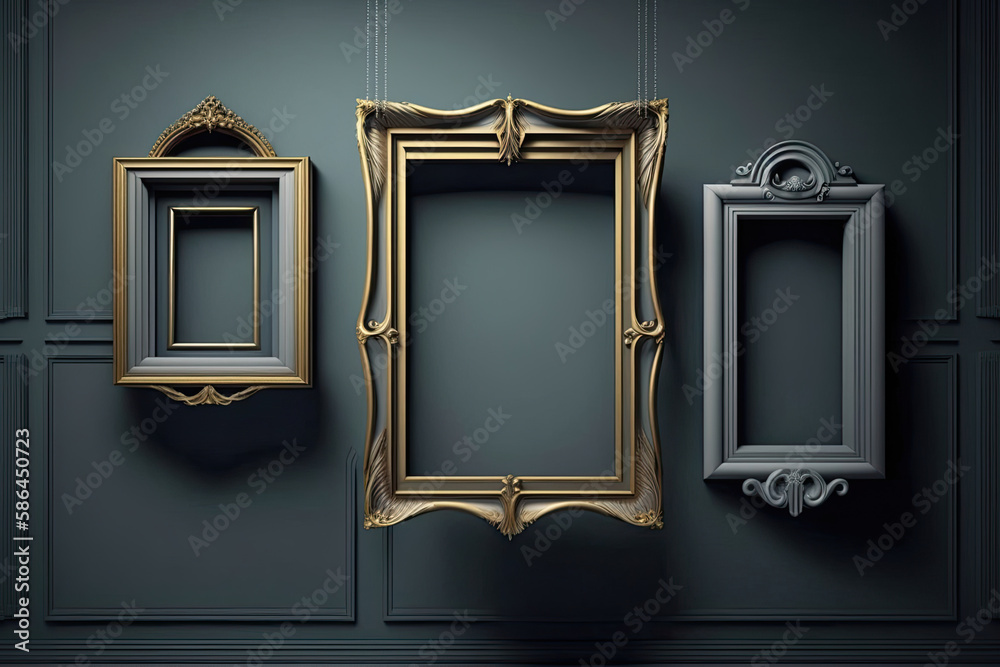 beautiful empty picture frames in different sizes and material created ...