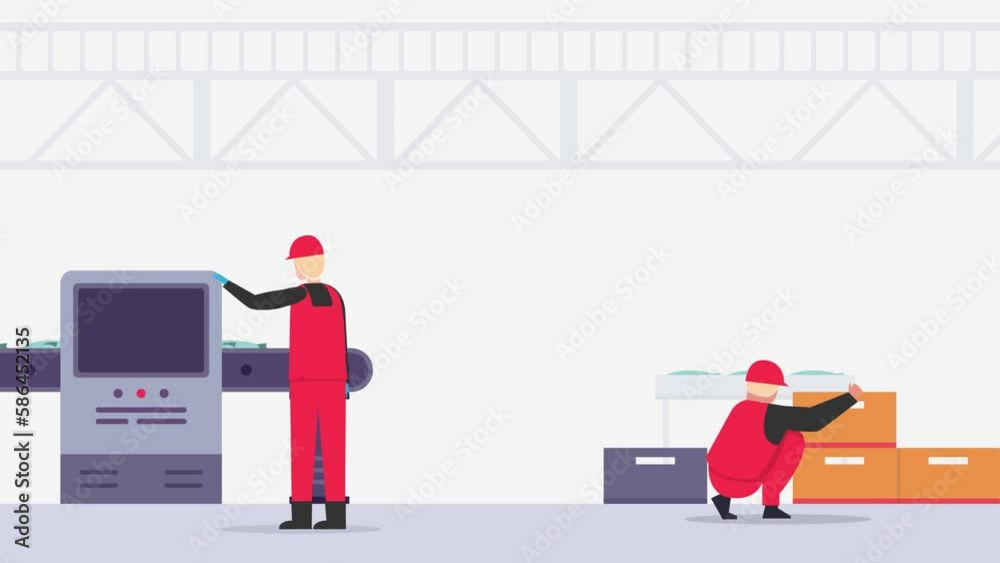 Sorting and managing stock on warehouse by workers 2d animation in 4K ...