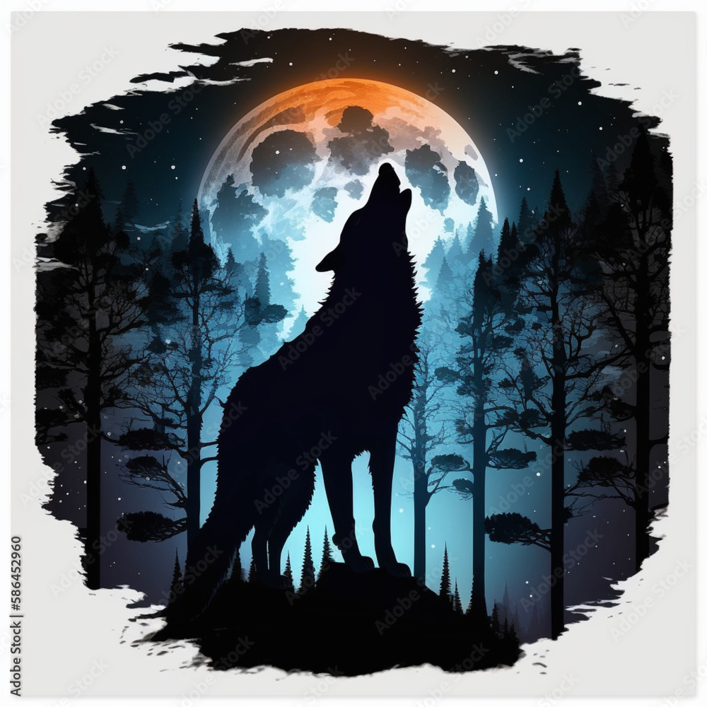 Imagine a lone wolf howling at the full moon in a dark forest. The ...
