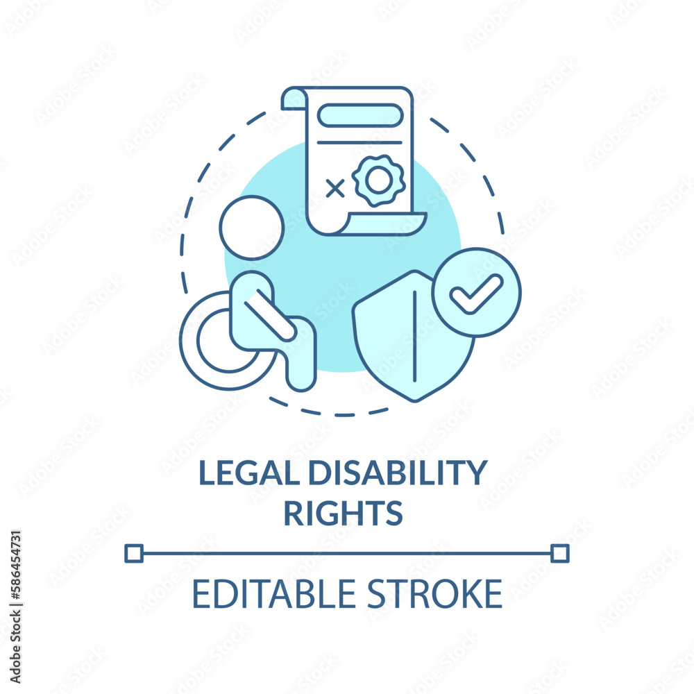 Legal disability rights blue concept icon. Discrimination prohibition ...