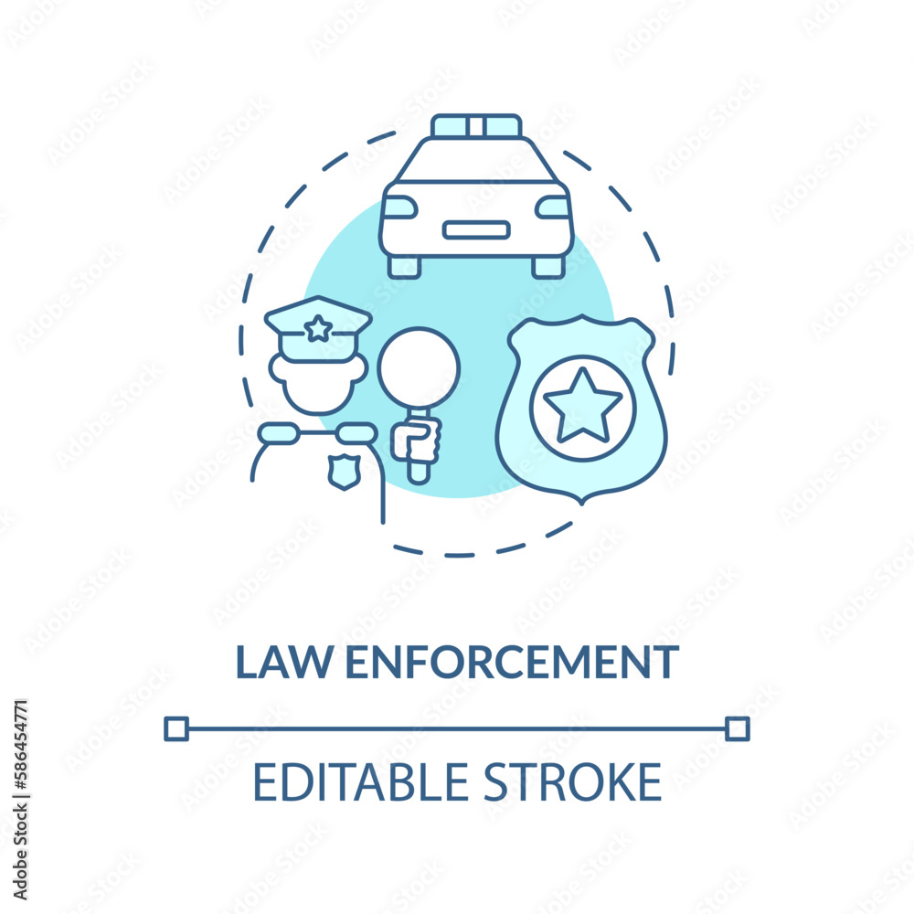 Law enforcement blue concept icon. Public safety. Police service ...