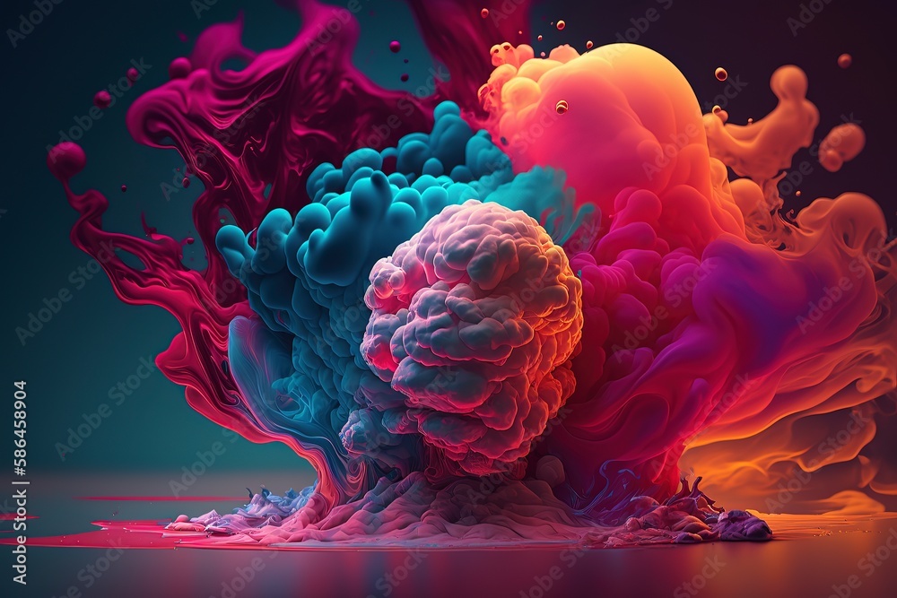 Vibrant 3D painting: Surrealistic, flowing textures meet colorful ...