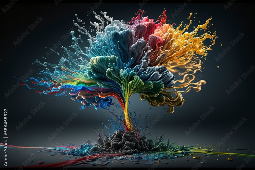 Vibrant 3D painting: Surrealistic, flowing textures meet colorful ...