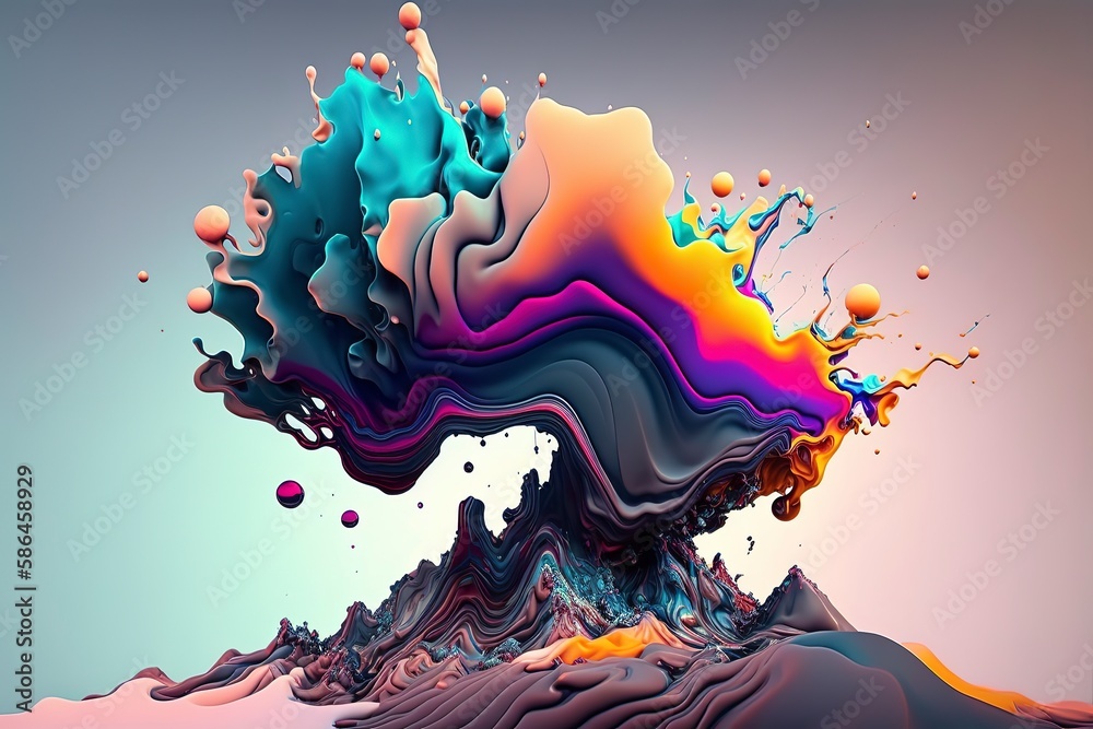 Vibrant 3D painting: Surrealistic, flowing textures meet colorful ...