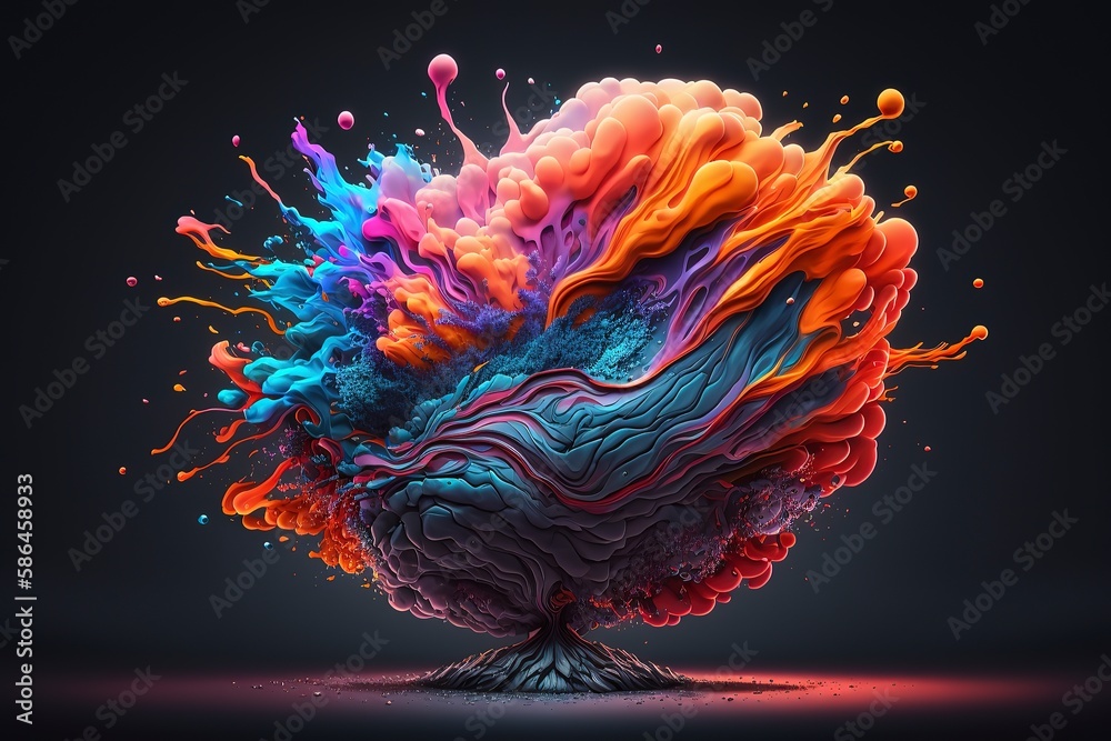 Vibrant 3D painting: Surrealistic, flowing textures meet colorful ...