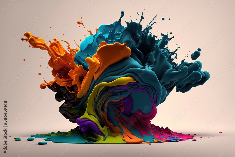 Vibrant 3D painting: Surrealistic, flowing textures meet colorful ...