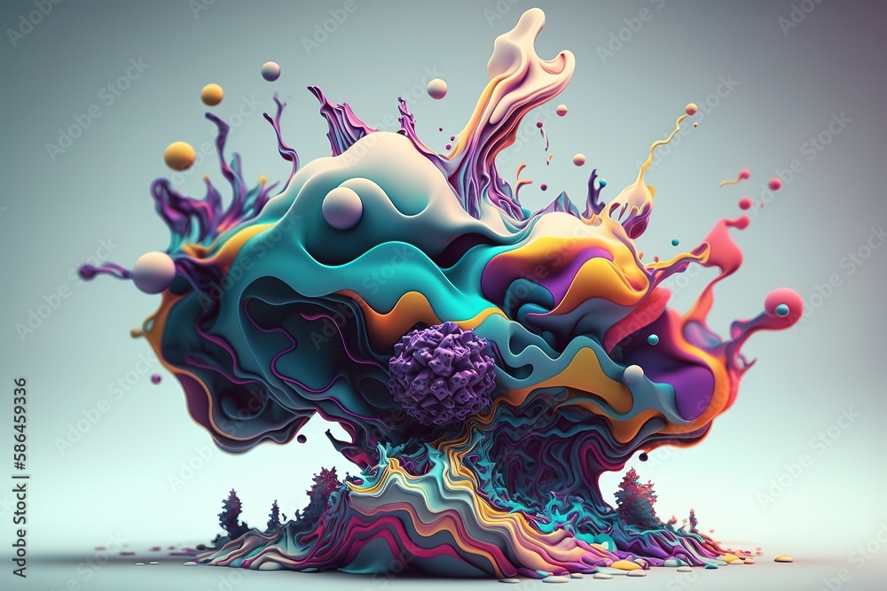 Vibrant 3D painting: Surrealistic, flowing textures meet colorful ...