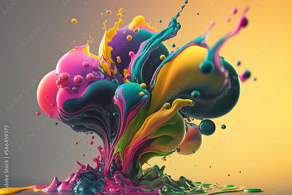 Vibrant 3D painting: Surrealistic, flowing textures meet colorful ...