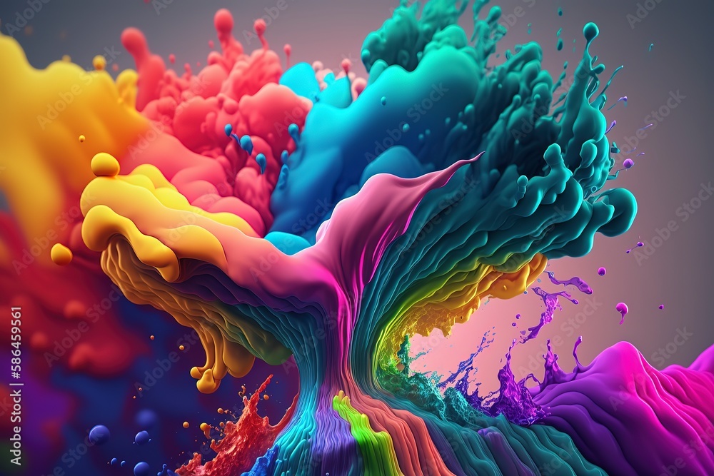 Vibrant 3D painting: Surrealistic, flowing textures meet colorful ...