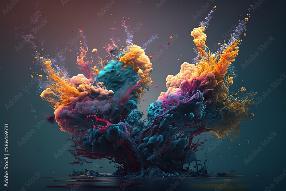 Vibrant 3D painting: Surrealistic, flowing textures meet colorful ...