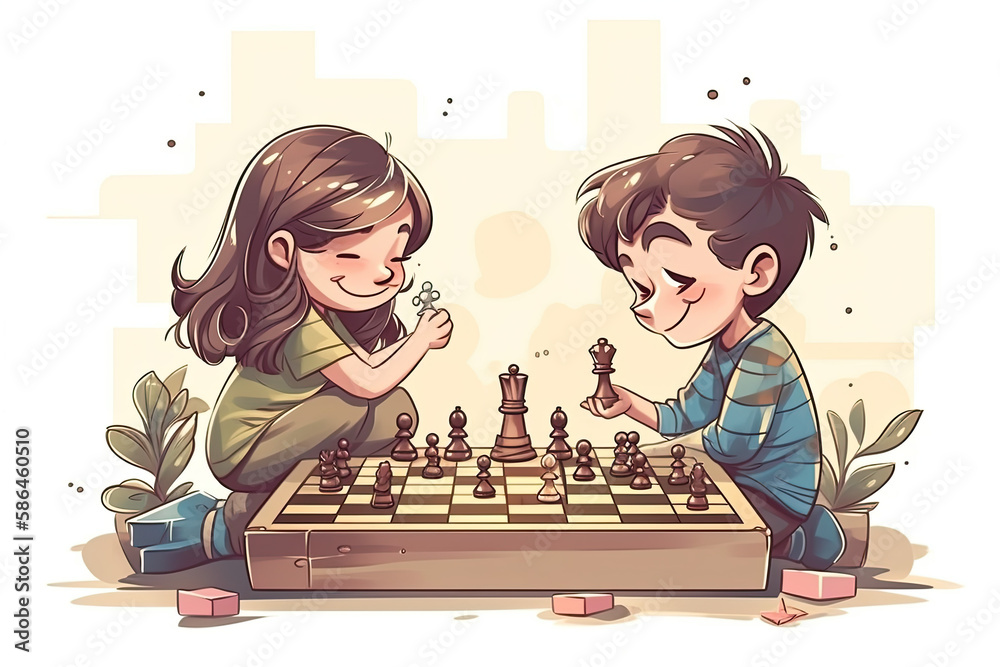 Cartoon style illustration of a smiling kid boy and smiling kid girl ...