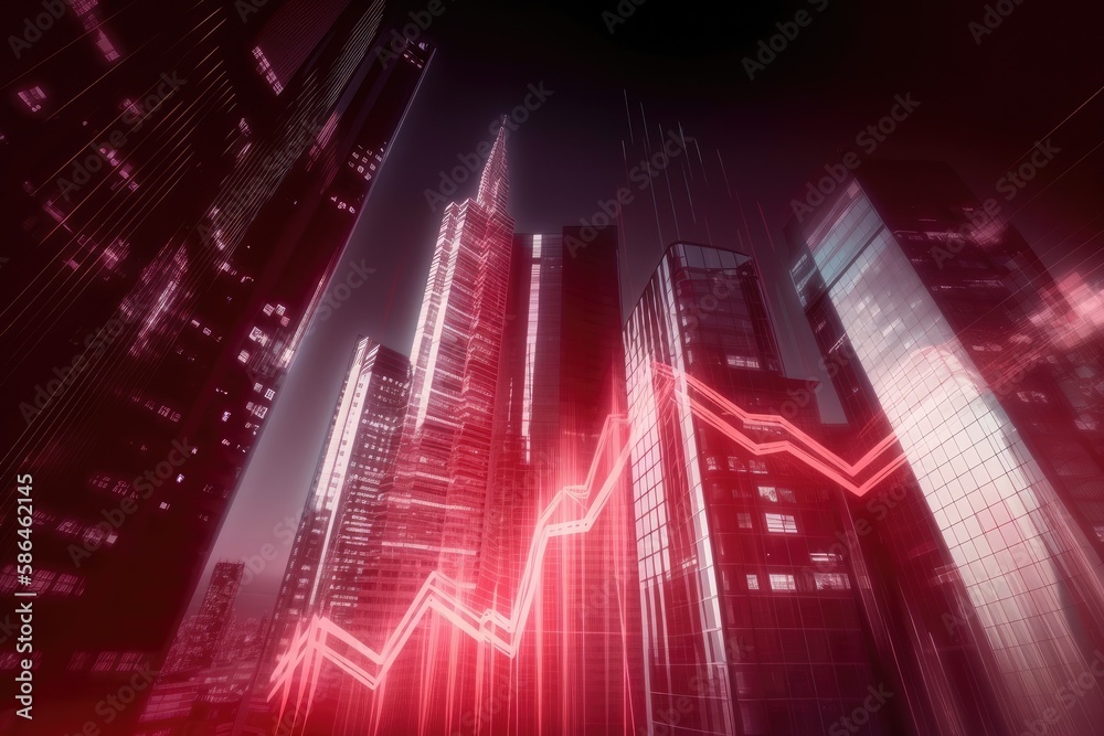 Investing, trading and real estate market crisis concept with digital ...