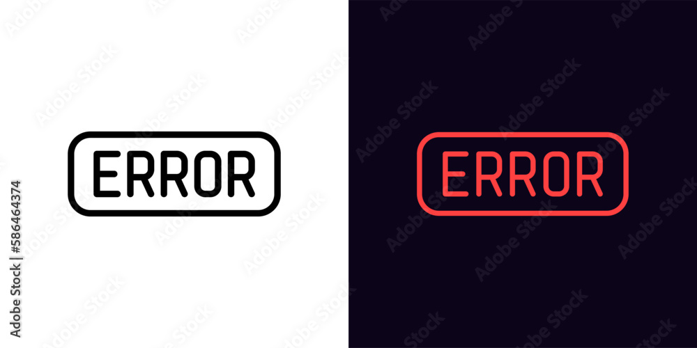 Outline Error icon, with editable stroke. Text Error, technical failure ...