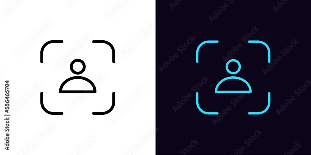 Outline ID scanner icon, with editable stroke. User identification ...