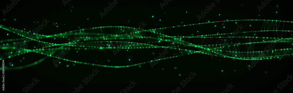 Futuristic DNA structure. Wavy flow of connecting molecules. Medical ...