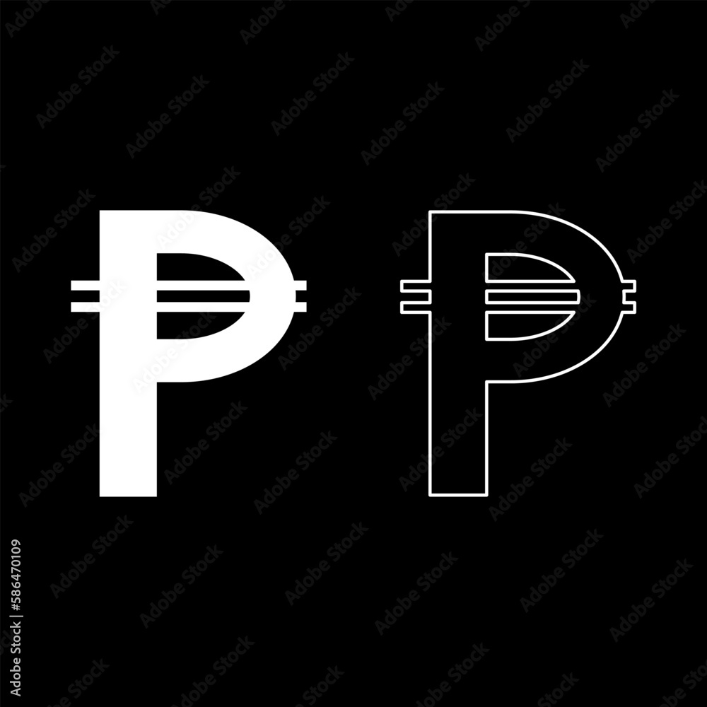 Sign of Philippine peso currency money symbol Pesos set icon white ...