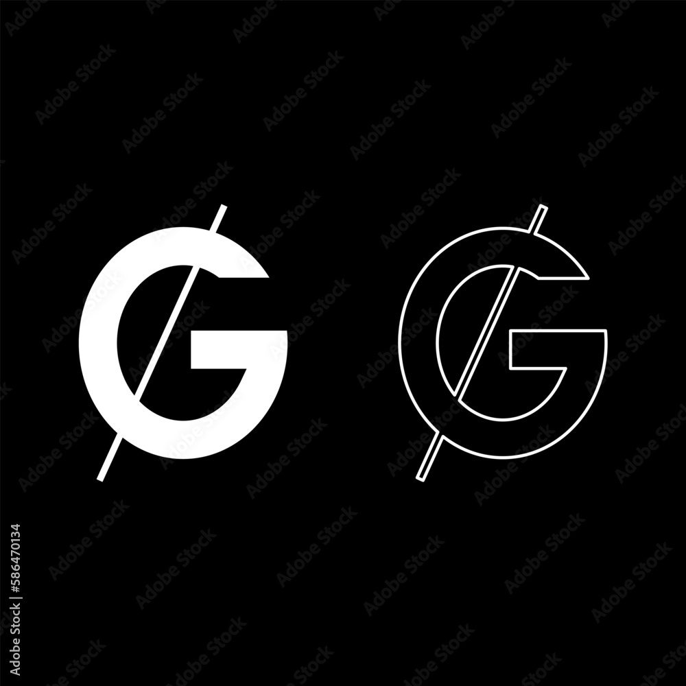 Guarani PYG Sign Paraguay currency symbol Paraguayan set icon white ...