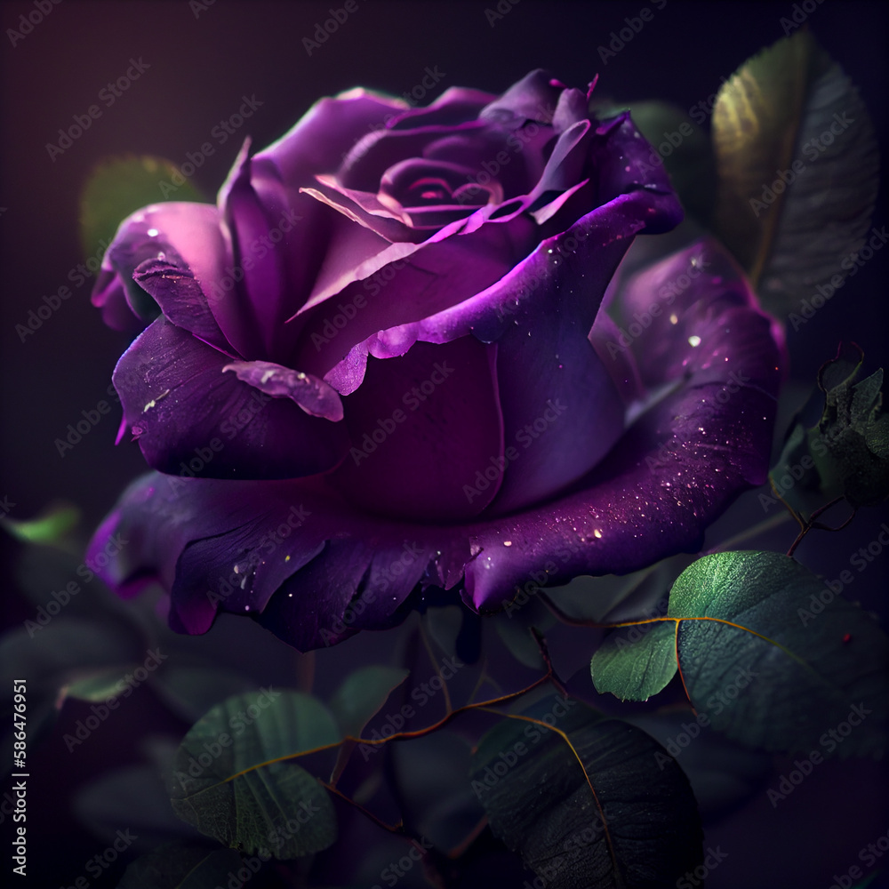 Purple Rose Black Background