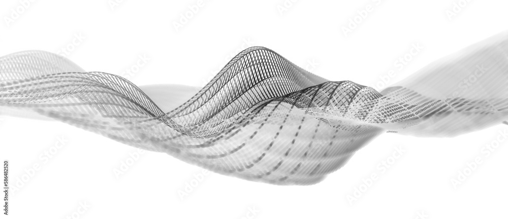 Illustration of abstract wireframe sound waves, visualization of ...