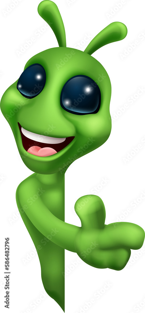 Alien Cute Little Green Man Martian Cartoon Mascot Stock Illustration ...
