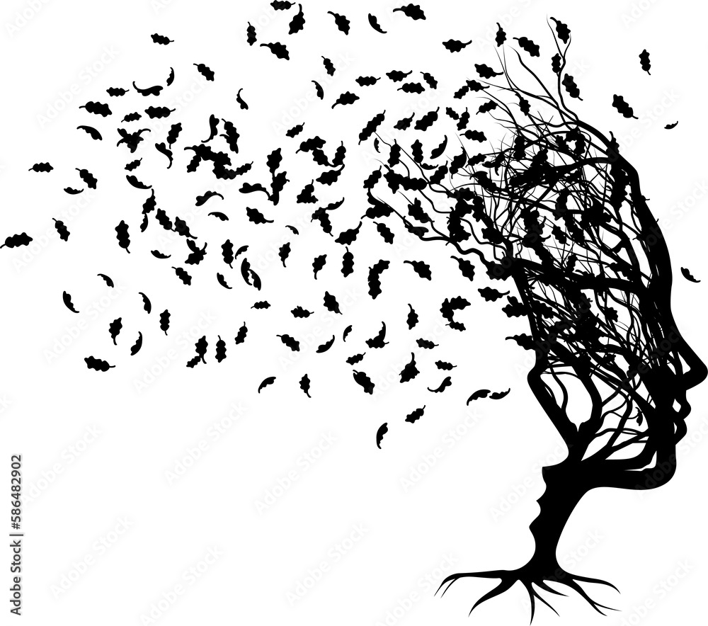 Optical Illusion Tree Man Woman Couple Faces Stock Illustration | Adobe ...