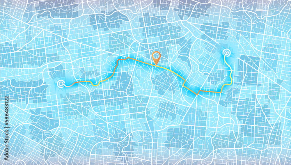 Gps map navigation to own house. City top view. View from above the map ...