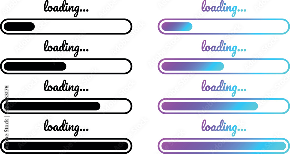 Vetor de Loading icon set. Download indicator sign. Progress loading ...