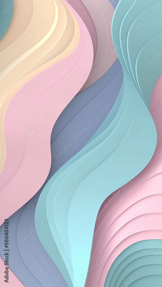 Abstract flat background, curve pattern, pastel colours, 3D ...