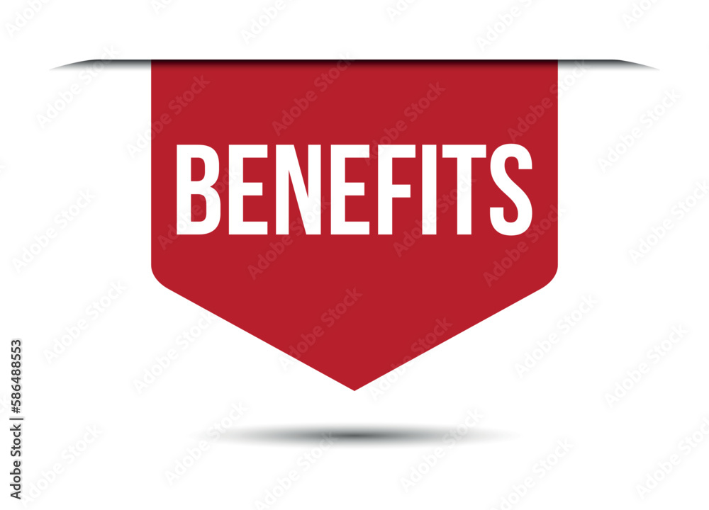 benefits red vector banner illustration isolated on white background ...
