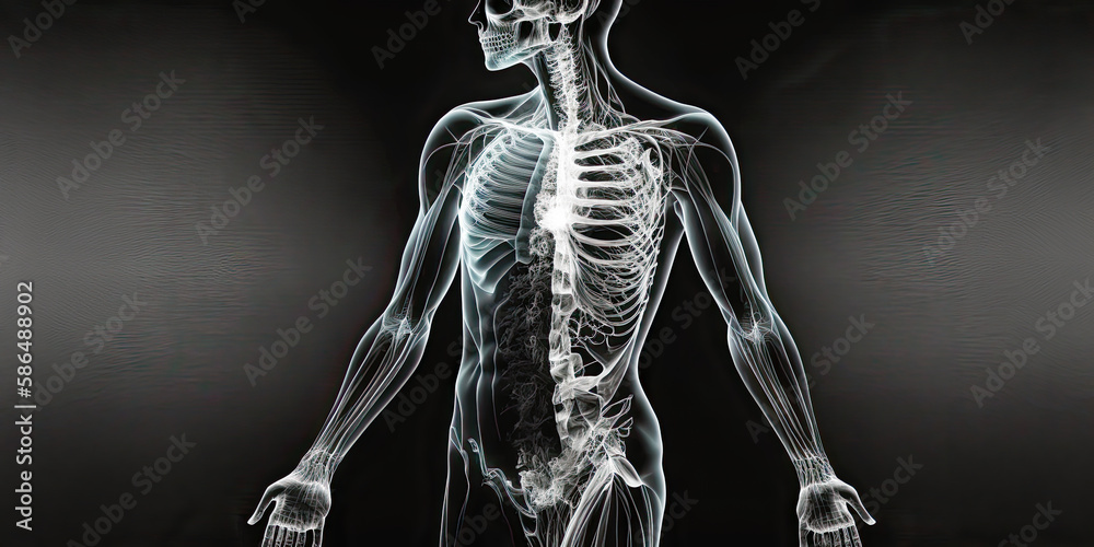 X-ray of full human body: An image of the entire human body, including ...