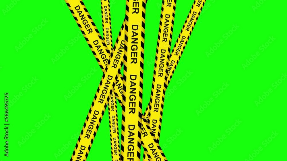 Video of a danger caution black yellow tapes stripes on chroma key ...