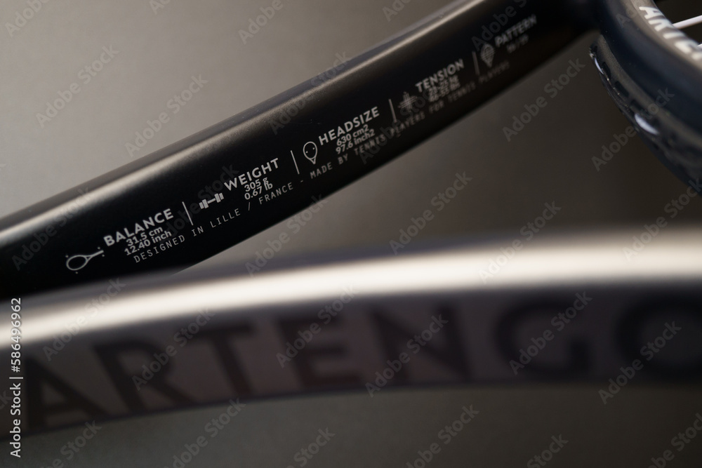 PHUKET, THAILAND - MAR 4, 2023: part of artengo tennis racket, artengo ...