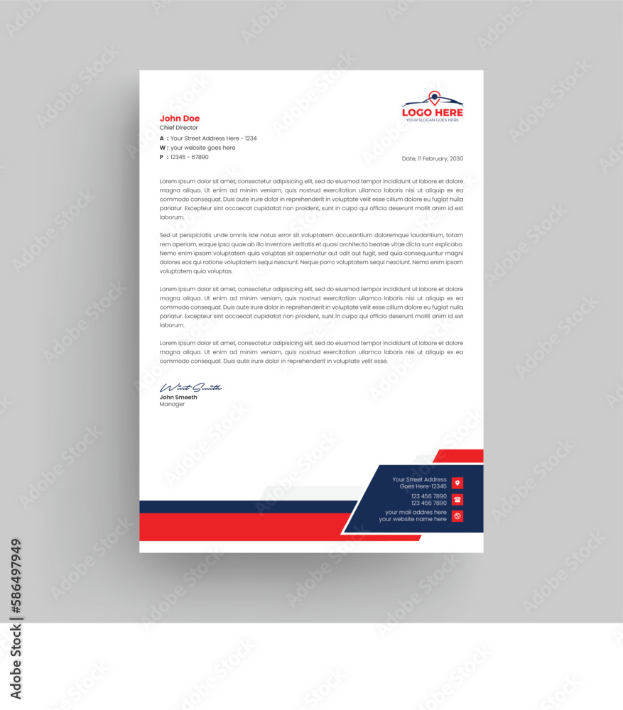 Car rental corporate modern letterhead design template. creative modern ...
