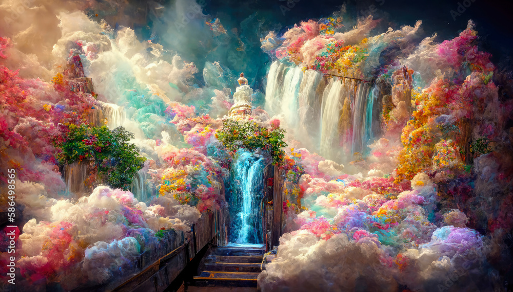 Futuristic Dreamscape: AI-Generated Landscapes of Digital Art Stock ...