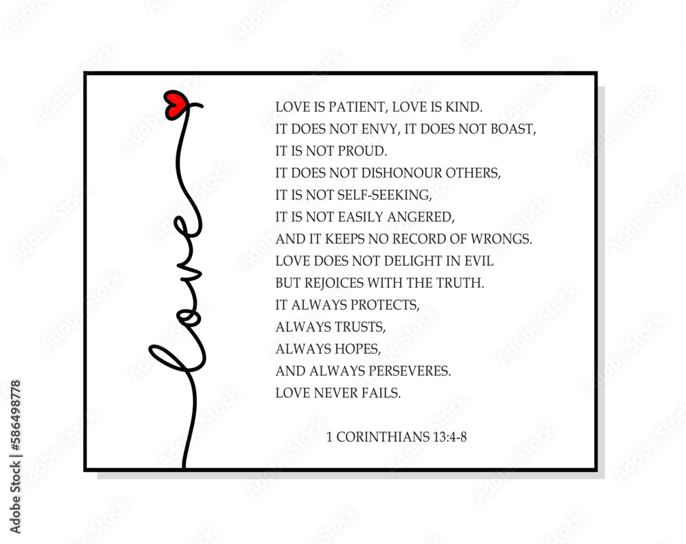 Love. Bible, religious vector quote. Typography christian print poster ...
