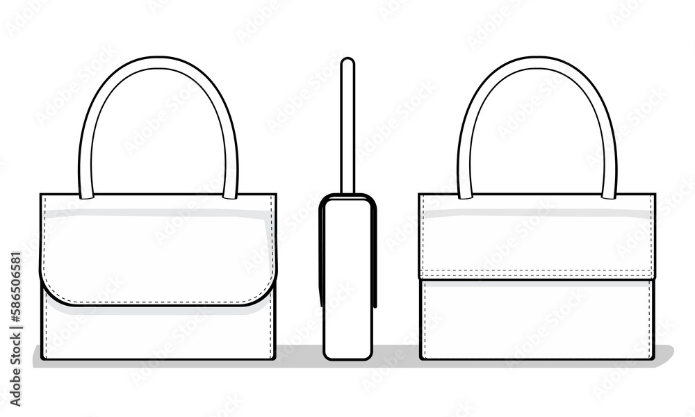 Handbag technical fashion illustration. Mini Handbag fashion flat ...