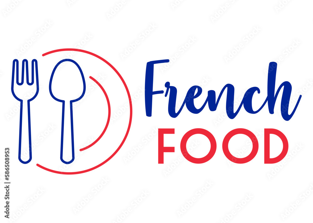 Logo restaurante francés. Cocina tradicional. Letras palabra French ...